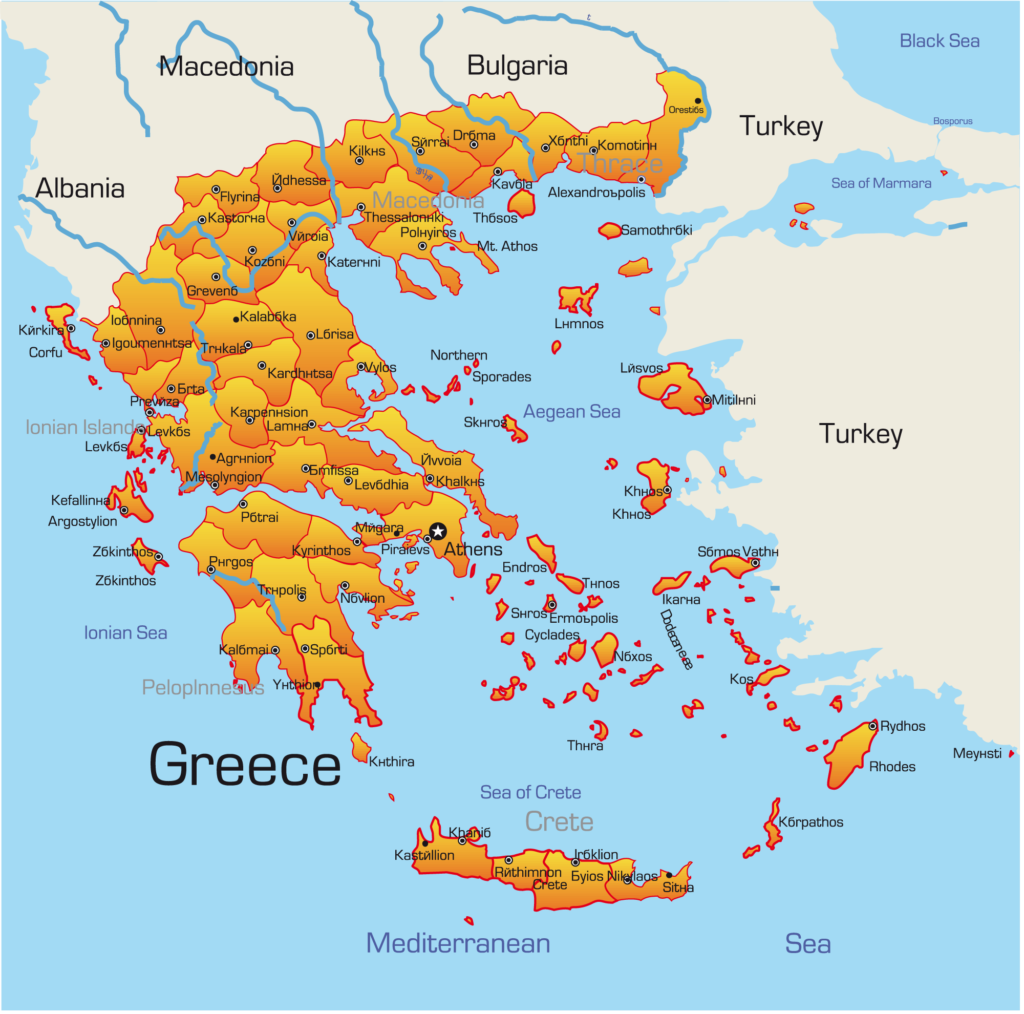 Mapa Řecka - Slunečné Řecko